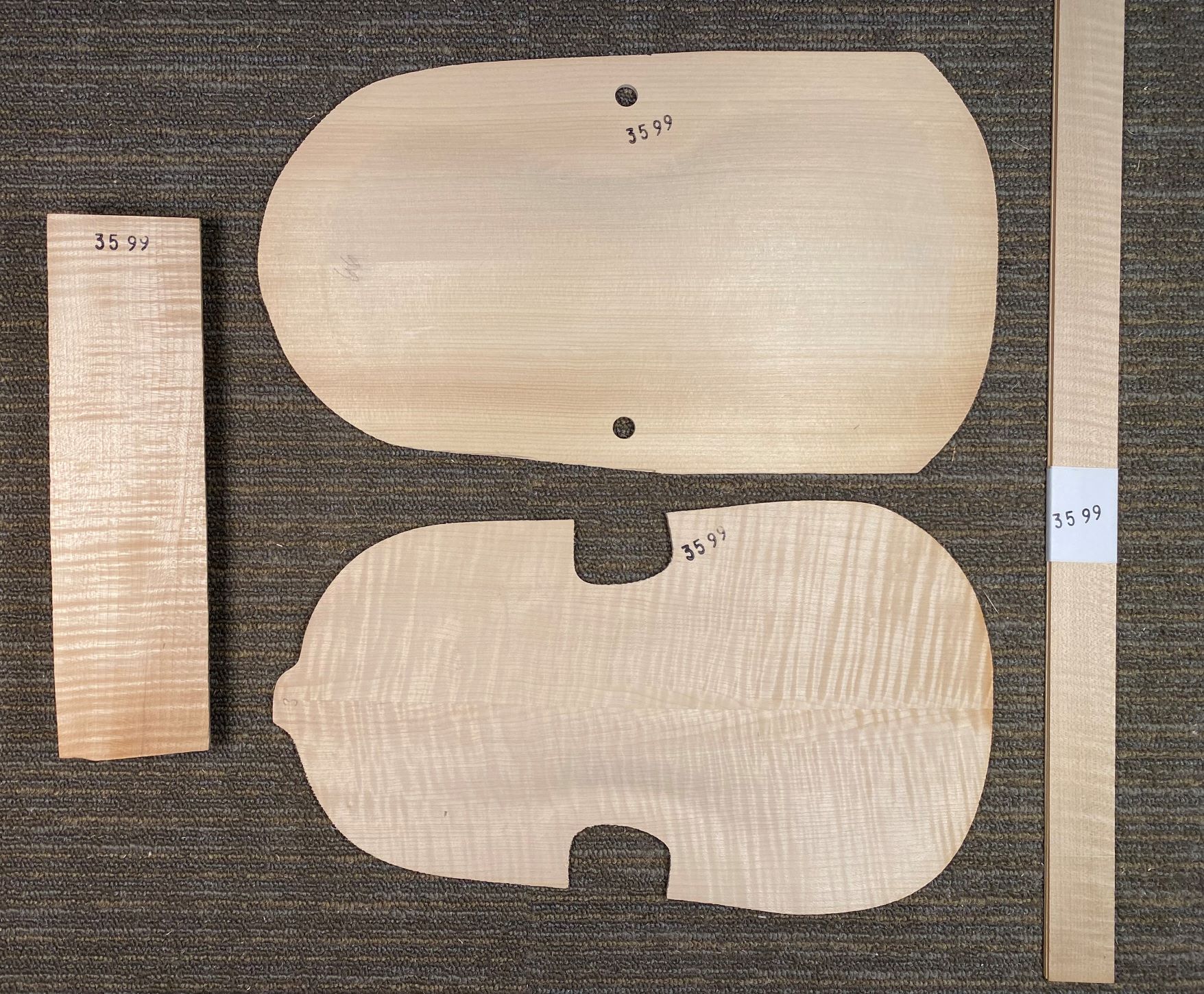 Violin Wood Pre-Carved "Kit" Item: VLN-PCKIT-3599 - Old World Tonewood Co.